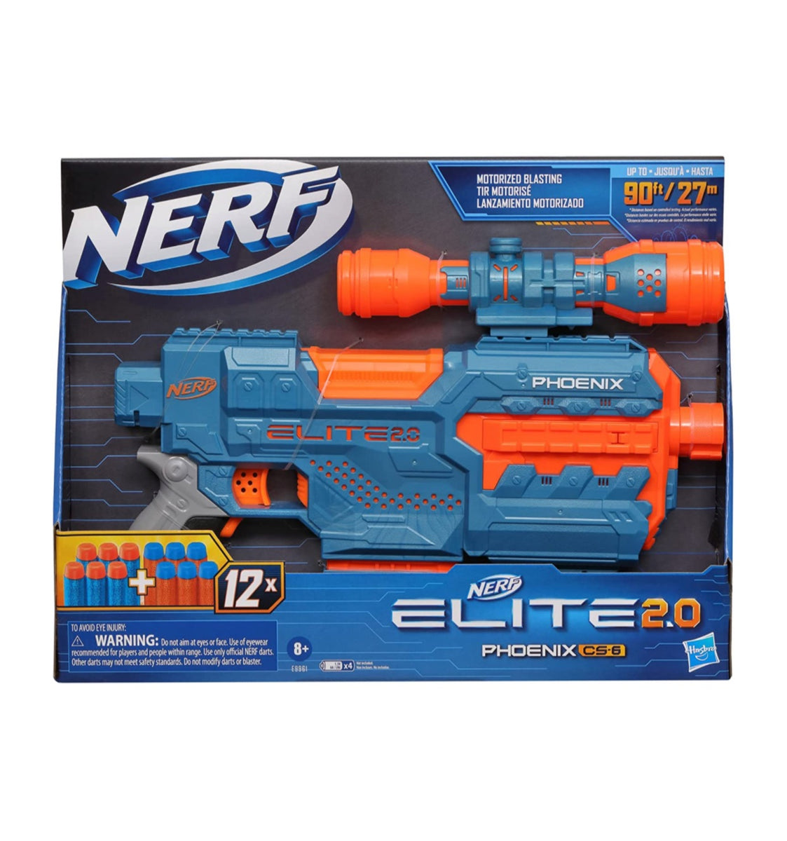 NERF Elite 2.0 Phoenix Cs-6 Motorized Blaster, 12 Darts, 6-Dart Clip ...